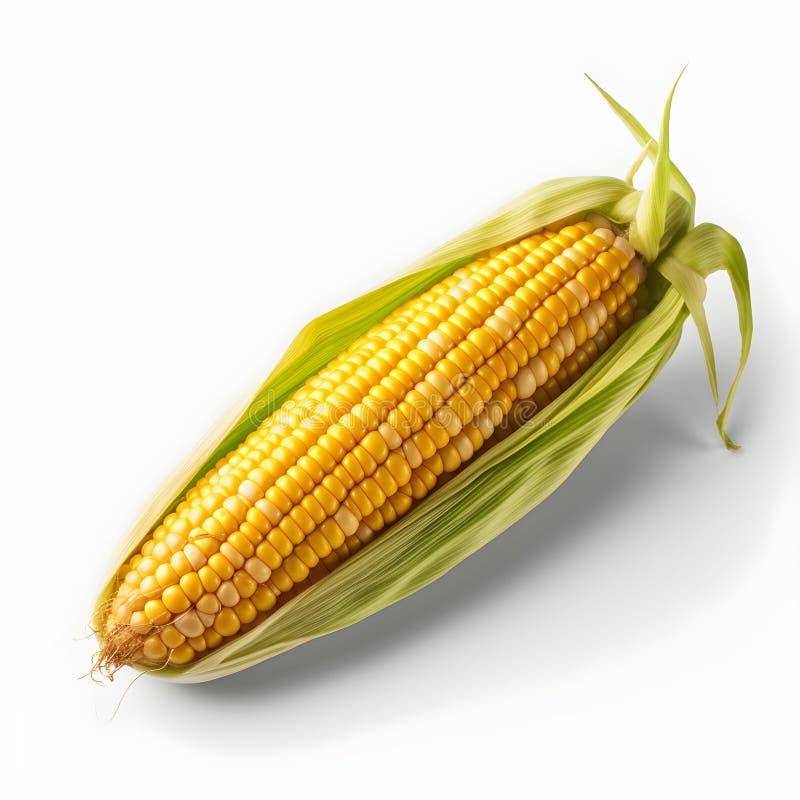Yellow Corn on a White Background. the Distinct Kernels of Corn are ...