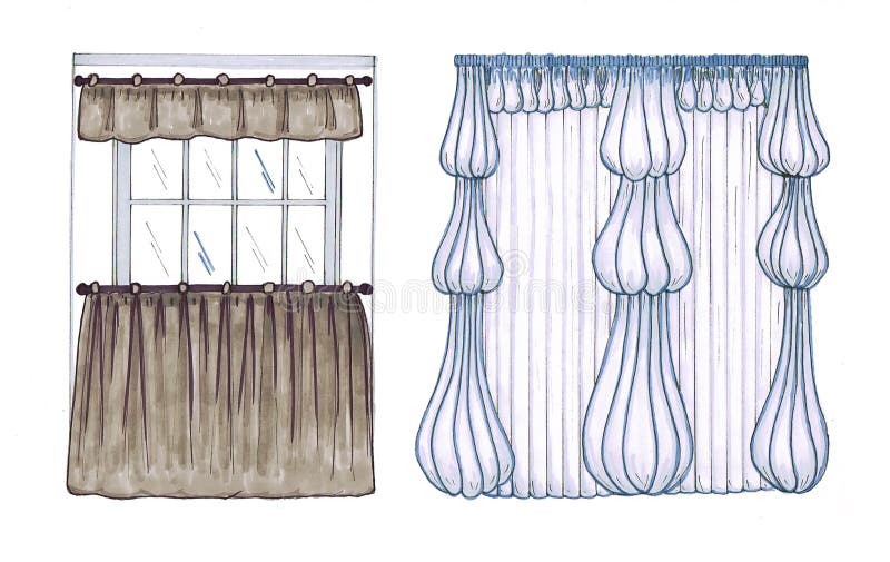 Graphic Sketch, Drapery, Curtain Stock Illustration - Illustration of ...