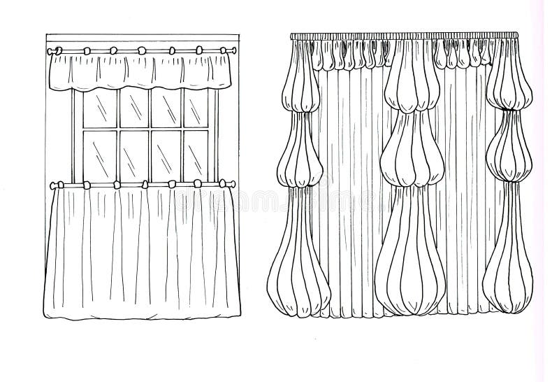 Graphic Sketch Drapery Curtain Stock Illustrations – 101 Graphic Sketch ...