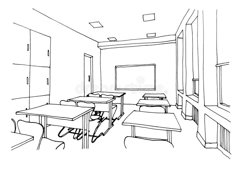 Graphic Sketch Desktop, Computer Desk Stock Illustration - Illustration ...