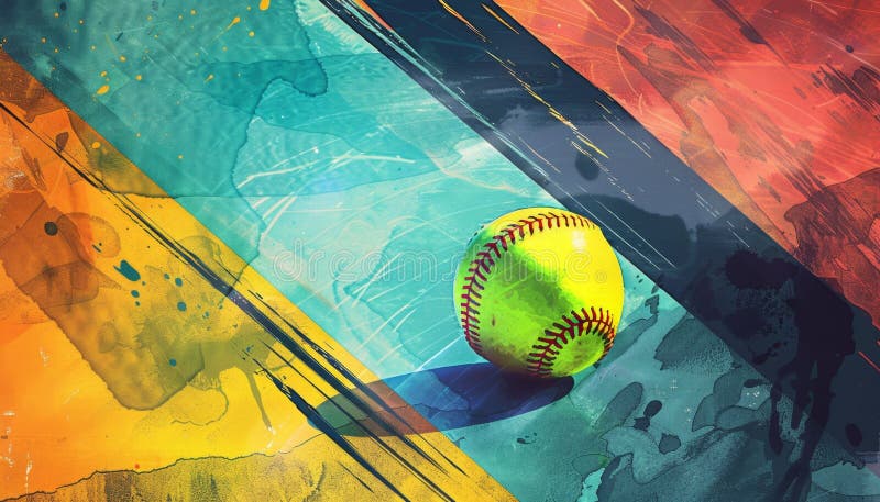 Graphic of a Softball on Floor Stock Illustration - Illustration of ...