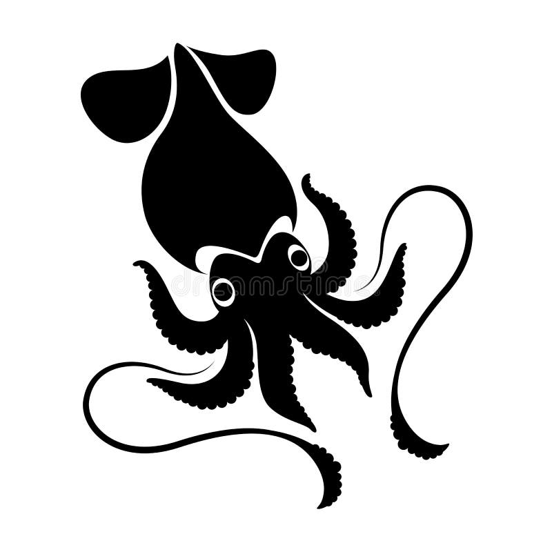 Squid Black White Stock Illustrations – 5,994 Squid Black White Stock ...