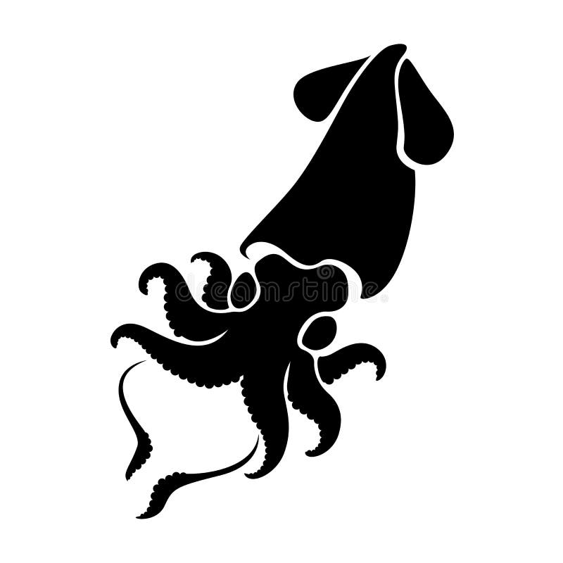 Black squid stock vector. Illustration of mollusk, aquatic - 36512121