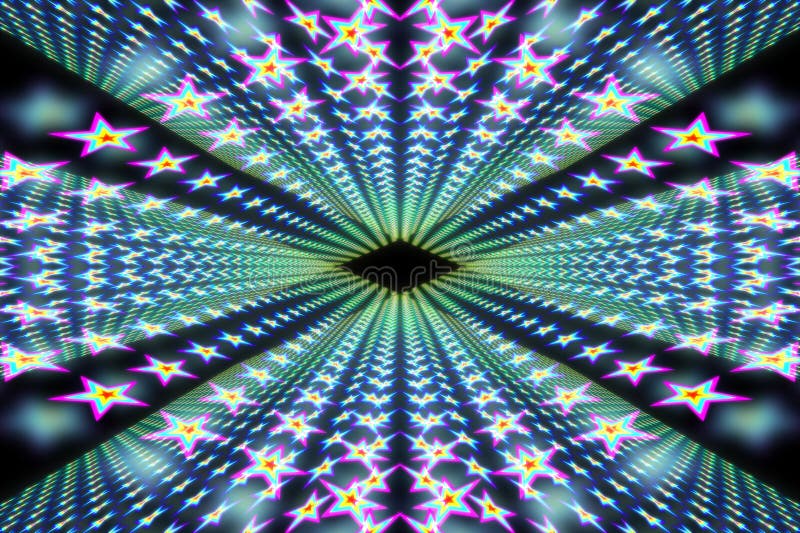 A Graphic of Star Shaped Objects with a Bright Neon Glow Inside a Space ...