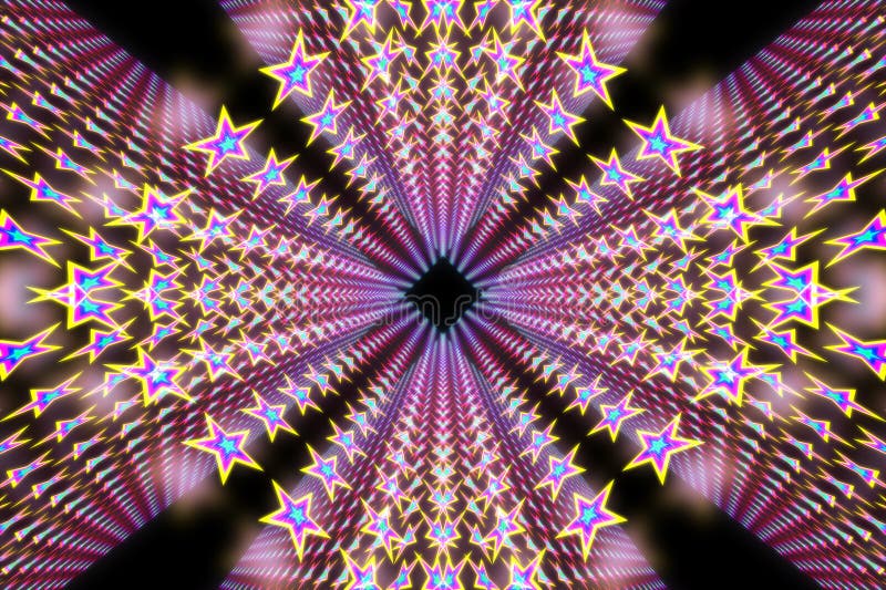 A Graphic of Star Shaped Objects with a Bright Neon Glow Inside a Space ...