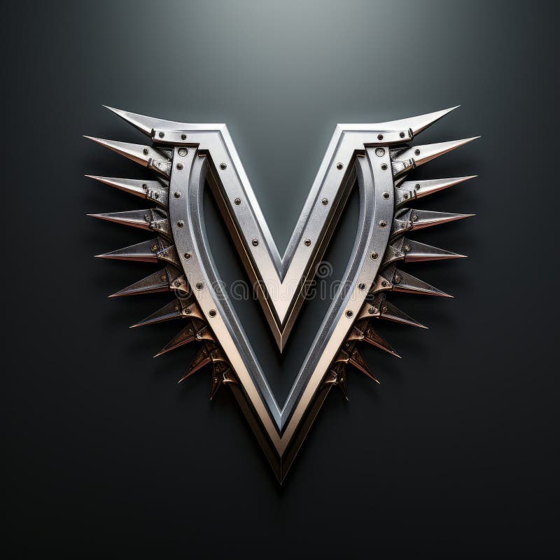 Graphic Steel Logo Element Letter V with Knives Stock Image - Image of ...