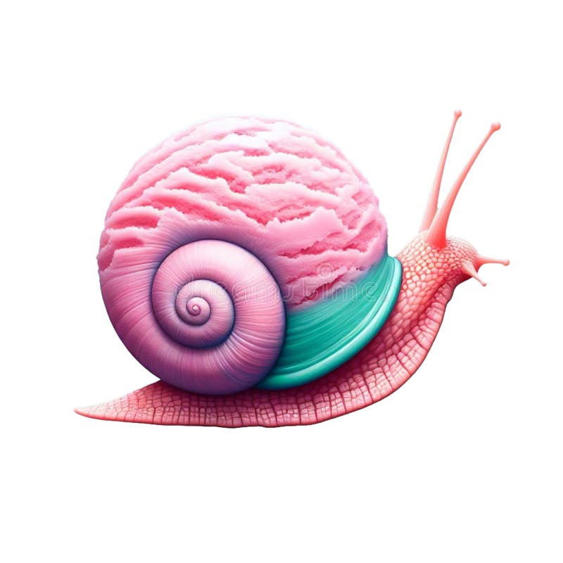 Graphic for Summer Snail with Shell with Pink Ice Cream Stock Image ...