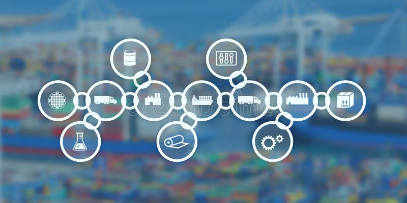 Graphic of a Supply Chain with Background Image of a Container Port ... Graphic of a Supply Chain with Background Image of a Container Port ...
