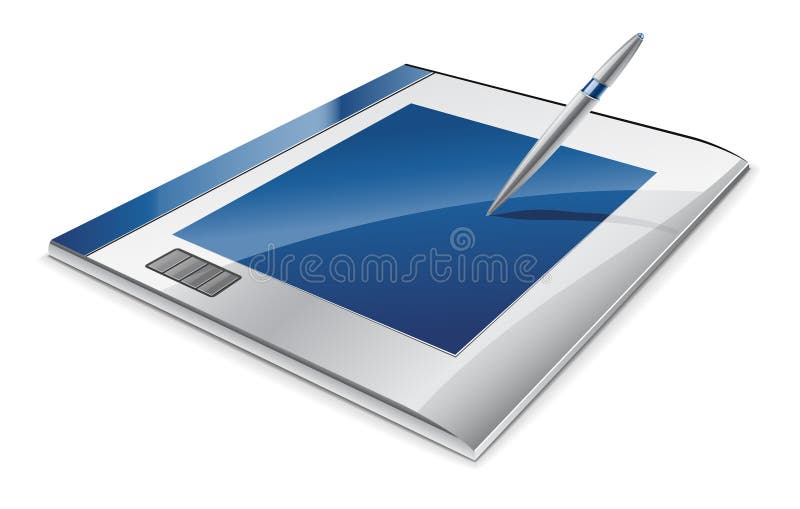Computer Drawing Tablet with Pen Stock Illustration - Illustration of ...