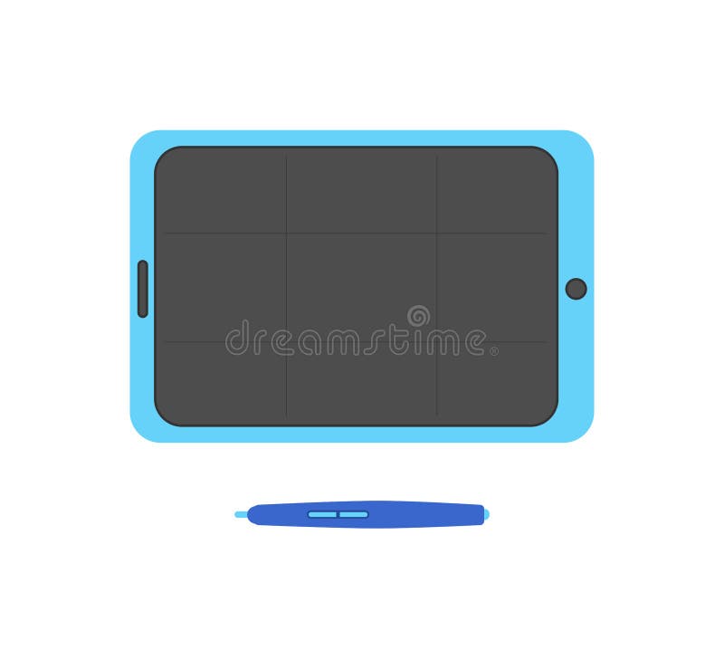 Graphic Tablet Blue Color on a White Background Stock Vector ...