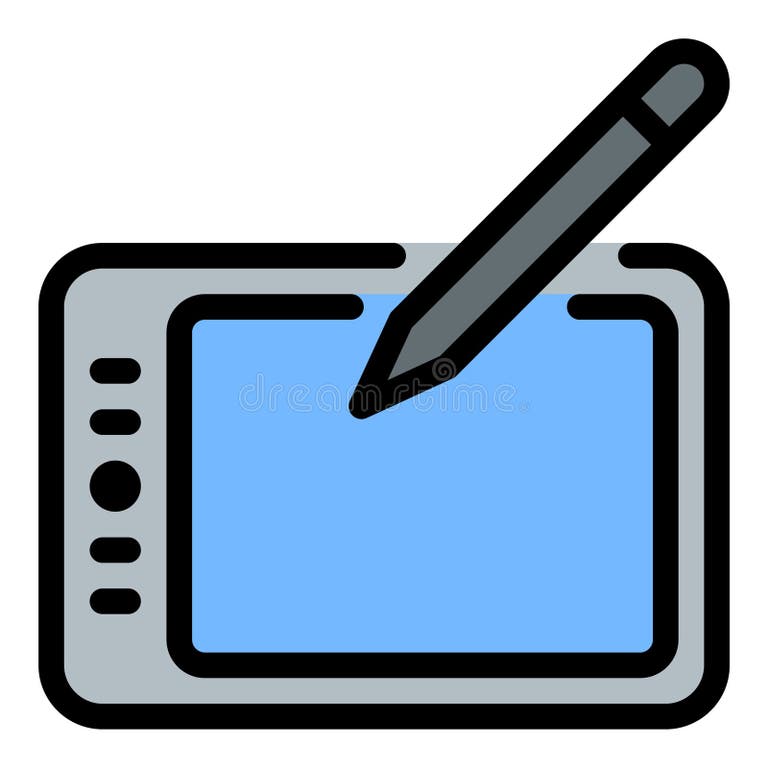 Graphic Tablet Icon Flat Line Style Illustration Representing Digital ...