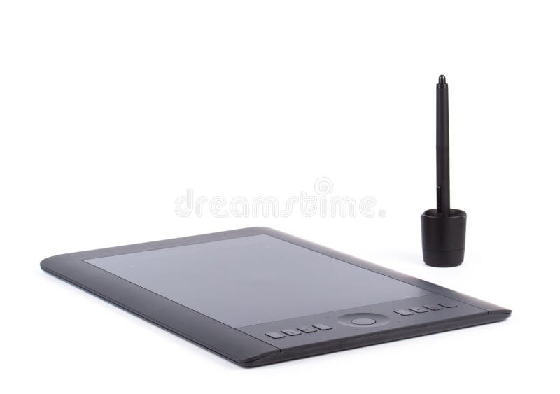 Graphic Tablet Isolated on White Background. Stock Image - Image of ...