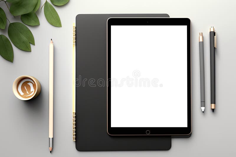 Graphic Tablet Mock Up on a Table with a Pencil. Minimal Tech Modern ...