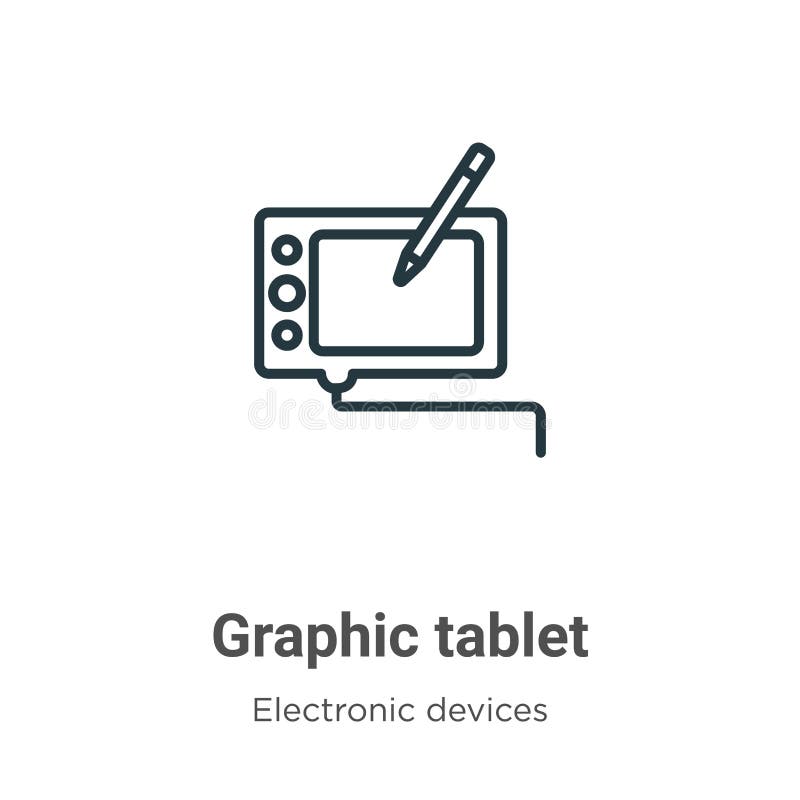 Graphic Tablet Outline Vector Icon. Thin Line Black Graphic Tablet Icon ...