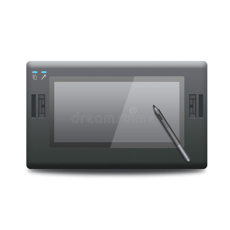Graphic Tablet with Pencil . Stock Illustration - Illustration of board ...