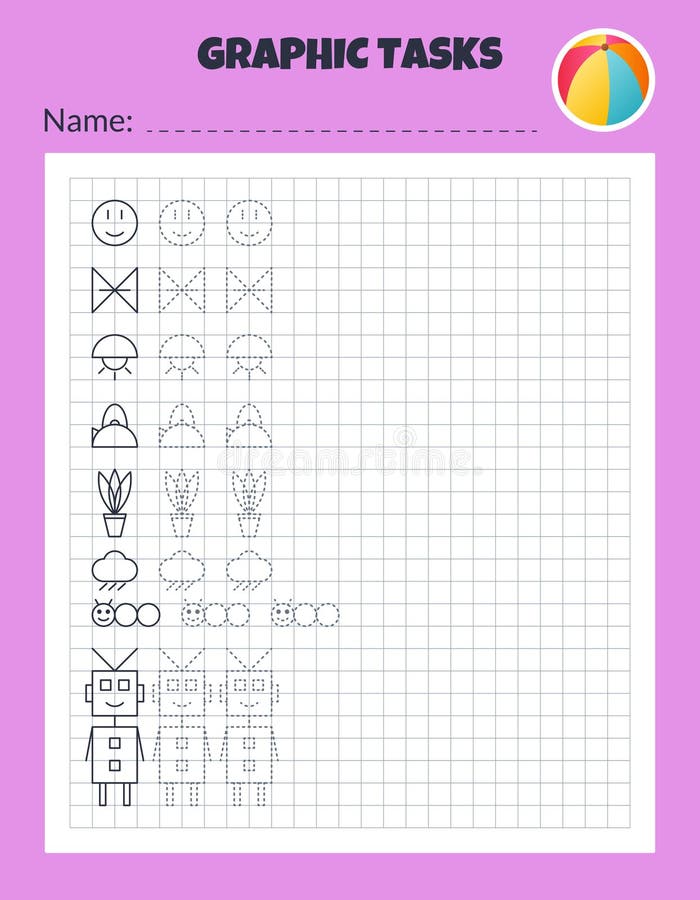 Graphic Tasks by Cells. Educational Game for Kids. Stock Vector ...