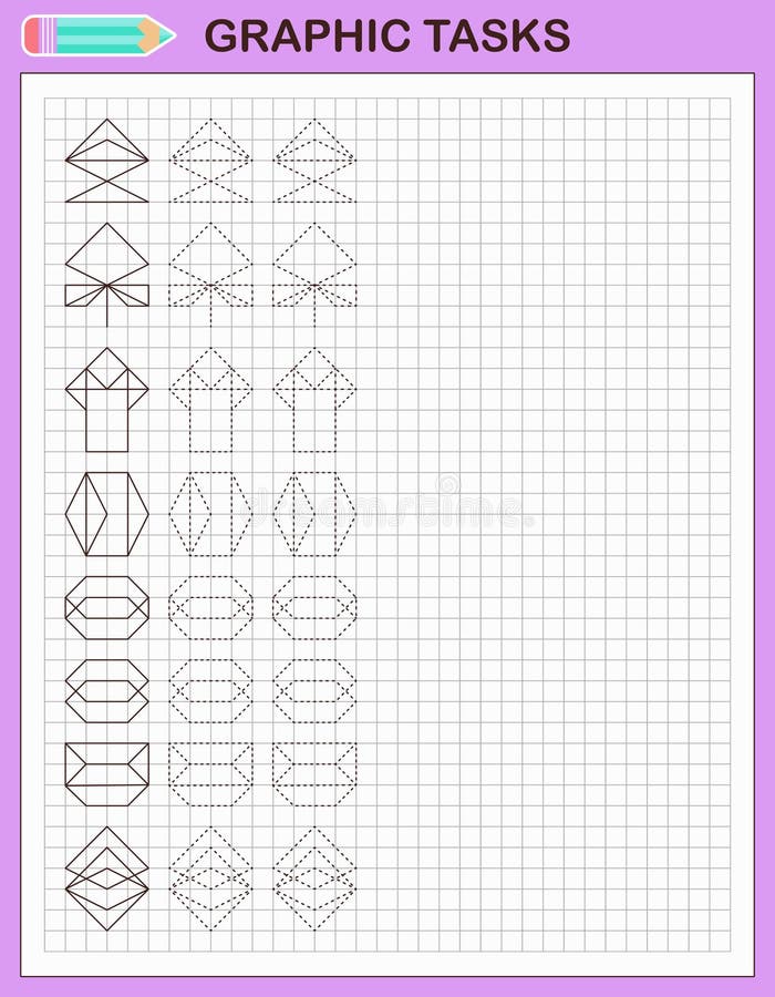 Graphic Tasks by Cells. Educational Games for Kids Stock Vector ...
