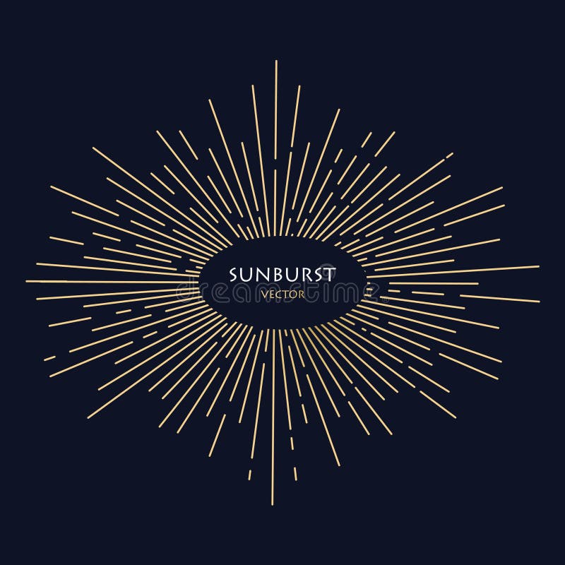 Golden Sun Rays Images in Hand Drawing Style. the Effect of the ...