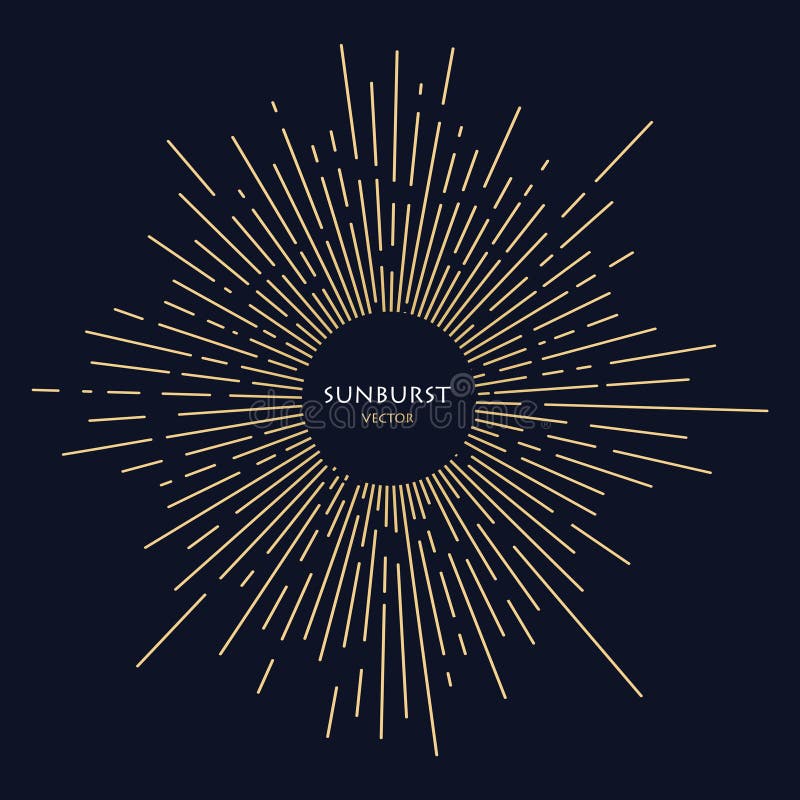 Golden Sun Rays Images in Hand Drawing Style. the Effect of the ...