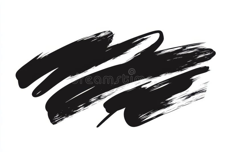 A Graphic Texture of Ink Brush Strokes Isolated on White with a Black ...