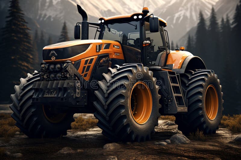 Graphic Tractor Showcased with Detailed Precision Stock Illustration ...