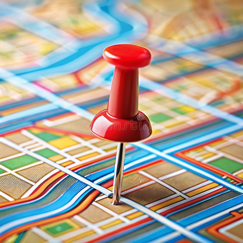 Graphic of a Traveler with a Red Pin on a Map Stock Image - Image of ...