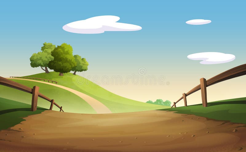 Graphic tree and hill stock illustration. Illustration of sward - 61566607