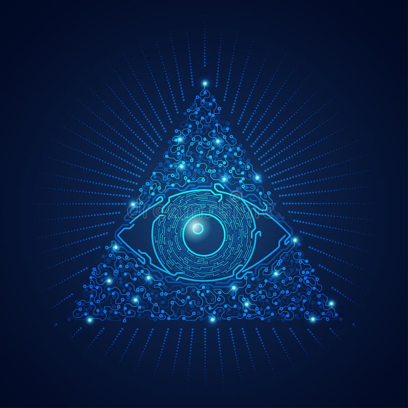 Triangle electronic eye stock vector. Illustration of concept - 110258375