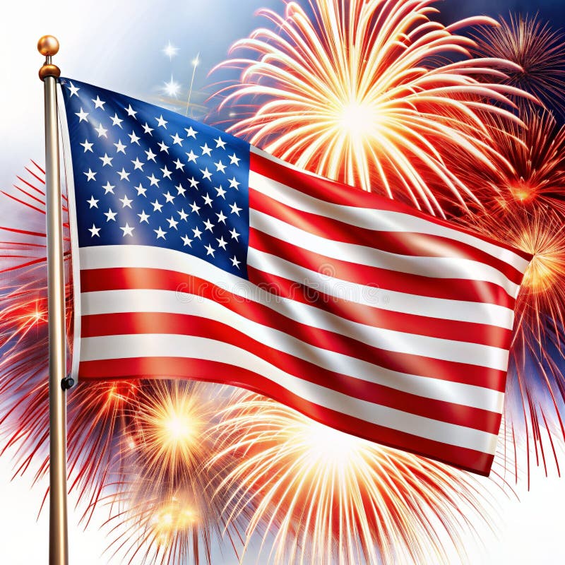 Graphic of Usa Flag on Fireworks Background Stock Illustration ...