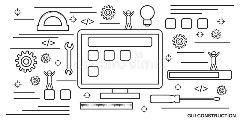 Graphic User Interface Construction, Application Development, Website Design Vector Concept ...