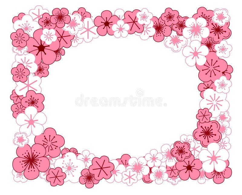 Graphic Vector Cherry Blossom Sakura Oval Frame in Rectangle Design ...