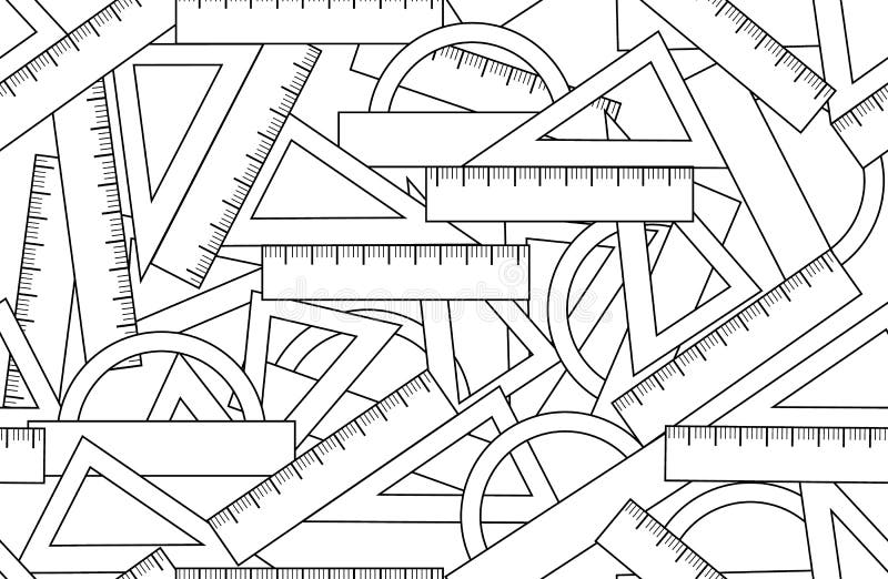 Graphic Vector Seamless Pattern with School Kit Accessories: Triangles ...