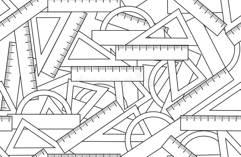 Graphic Vector Seamless Pattern with School Kit Accessories: Triangles ...