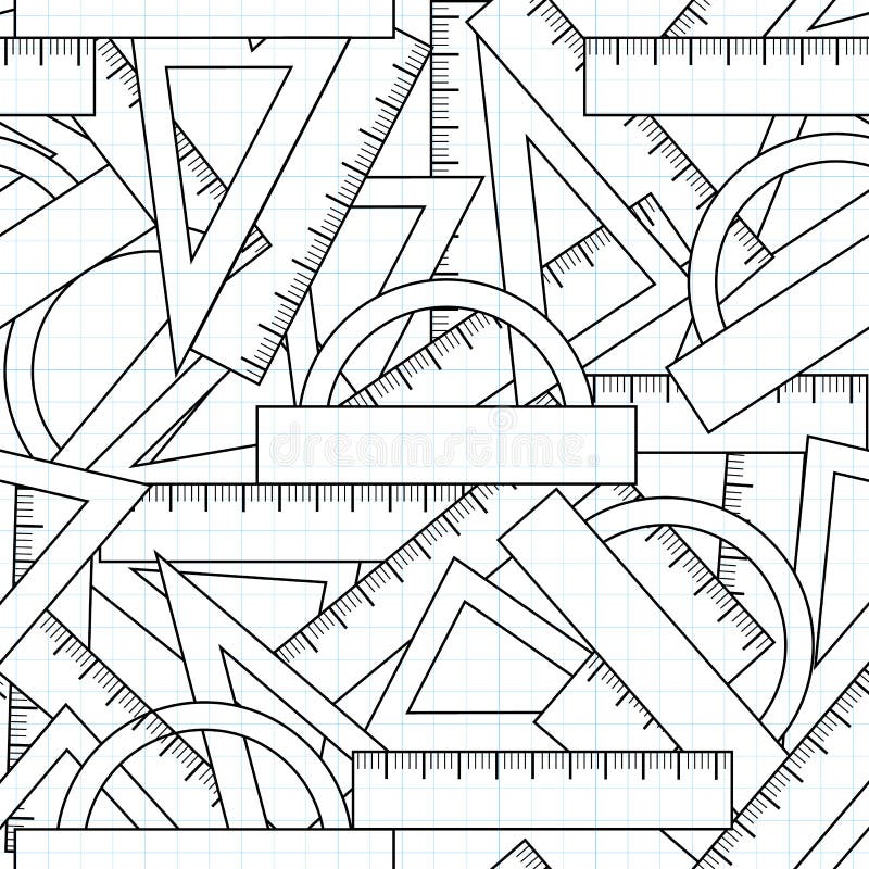 Graphic Vector Seamless Pattern with School Kit Accessories: Triangles ...