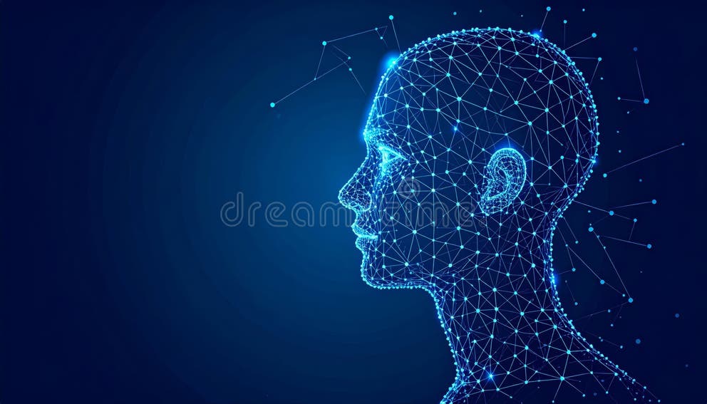Graphic Visualization of Man S Head with Interconnected Lines Network ...