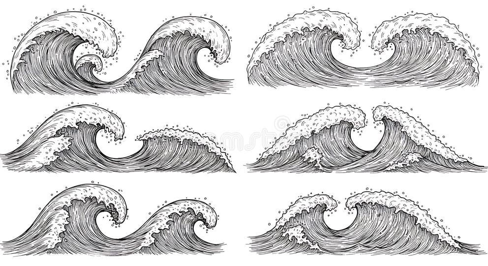 Drawn Ocean Wave Illustrations Stock Illustrations – 1,053 Drawn Ocean ...