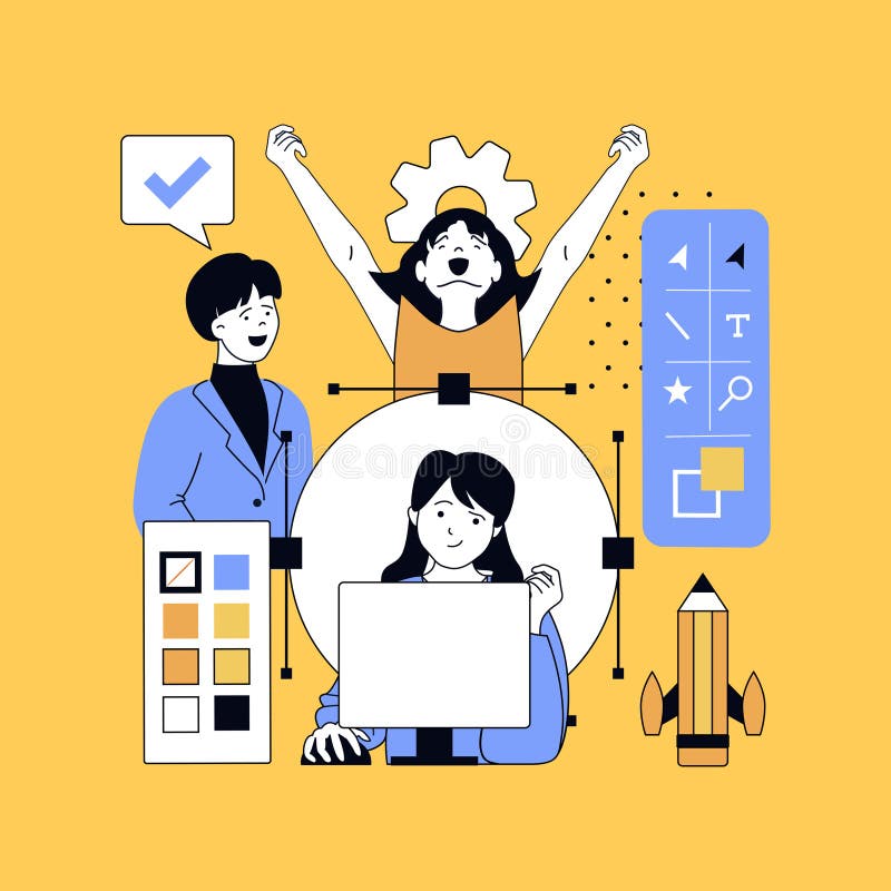 Graphic Web Design Concept for Modern Website Design. People Creating ...