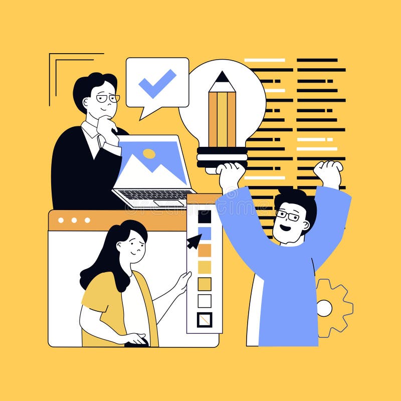 Graphic Web Design Concept for Modern Website Design. People Working in ...