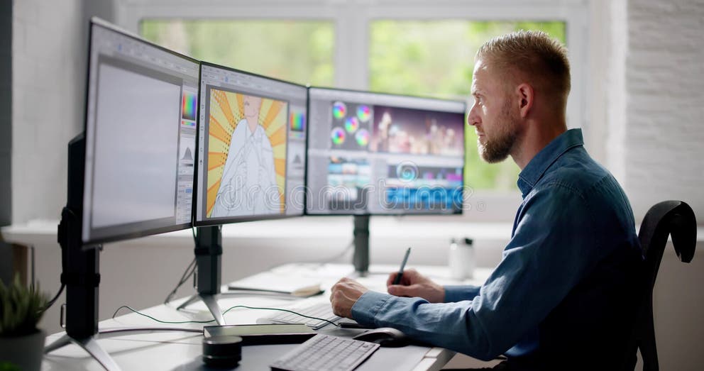 Graphic Web Designer stock photo. Image of desktop, multiple - 317738326