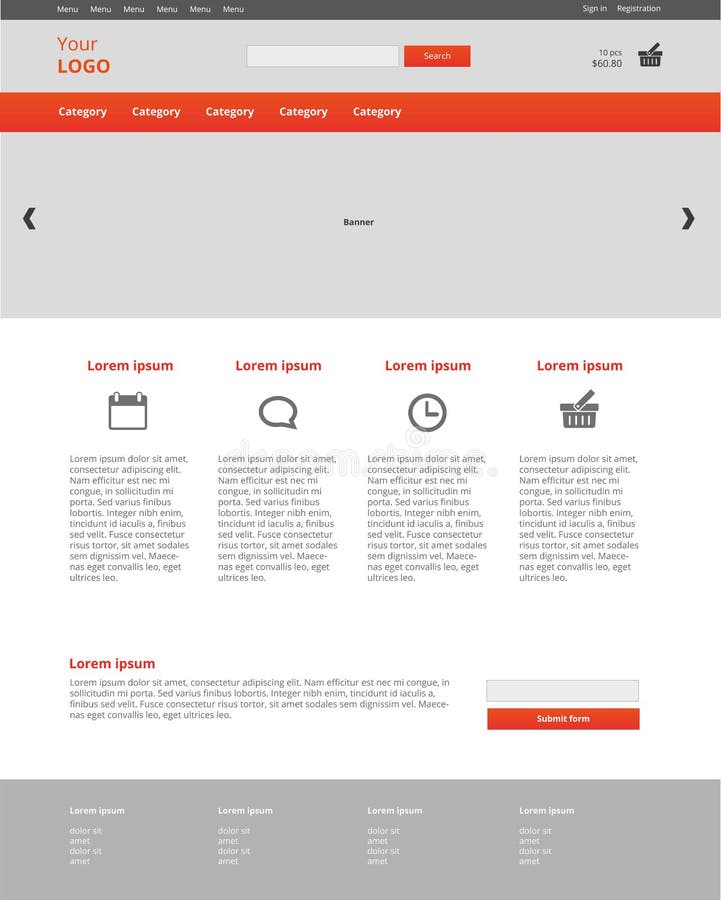 Graphic Web Template of Internet Business. Clear W Stock Illustration ...
