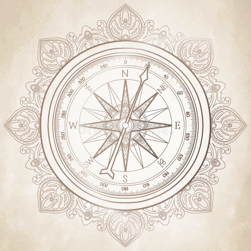 Graphic wind rose compass stock vector. Illustration of ancient - 67460370