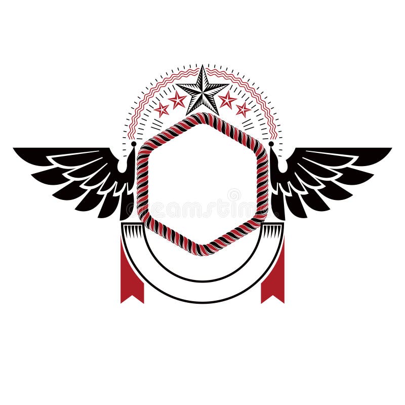 Graphic Winged Emblem Created with Blank Copy Space and Different ...