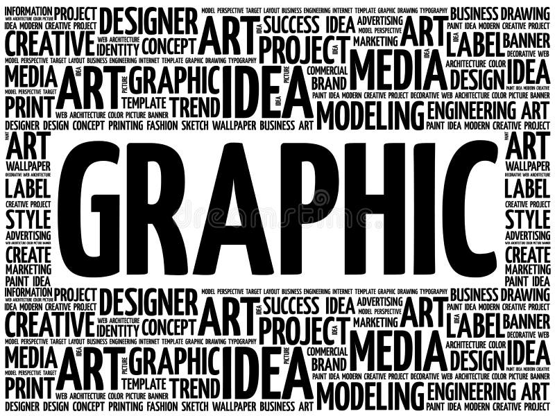 GRAPHIC word cloud stock illustration. Illustration of sketch - 206377953