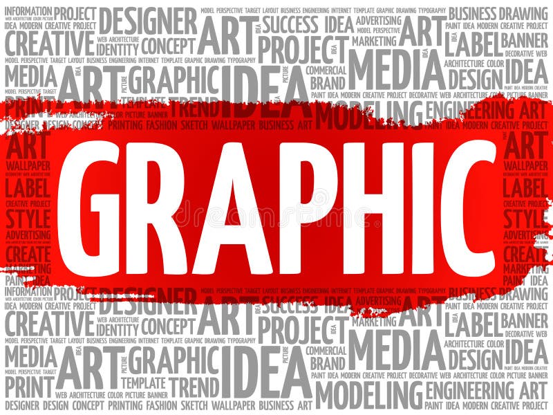 GRAPHIC word cloud stock illustration. Illustration of draw - 205520978