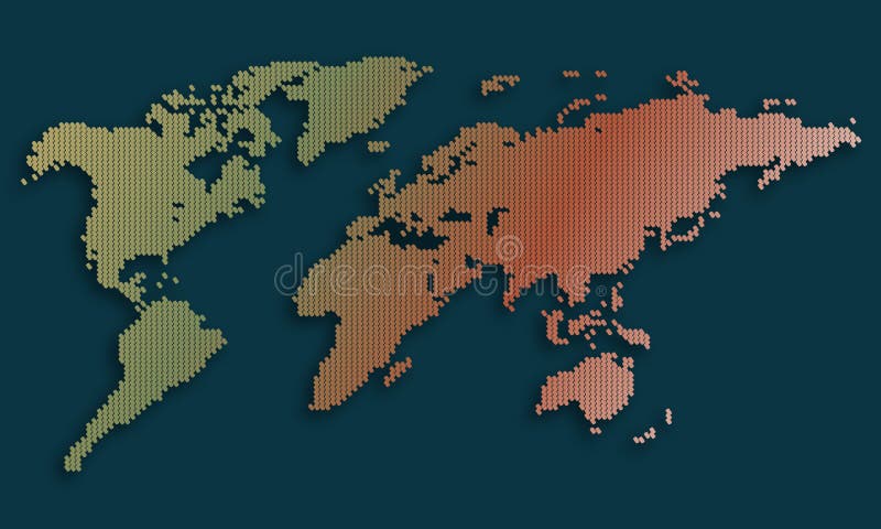 Graphic World Map of Green Round Dot on White Stock Vector ...