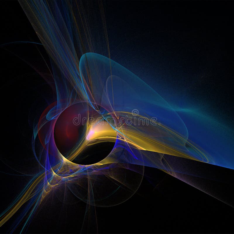 Graphic Yellow and Blue Space Illustration on Black Background, Star ...