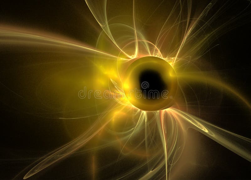 Graphic Yellow Hot Space Illustration on Black Background, Star System ...
