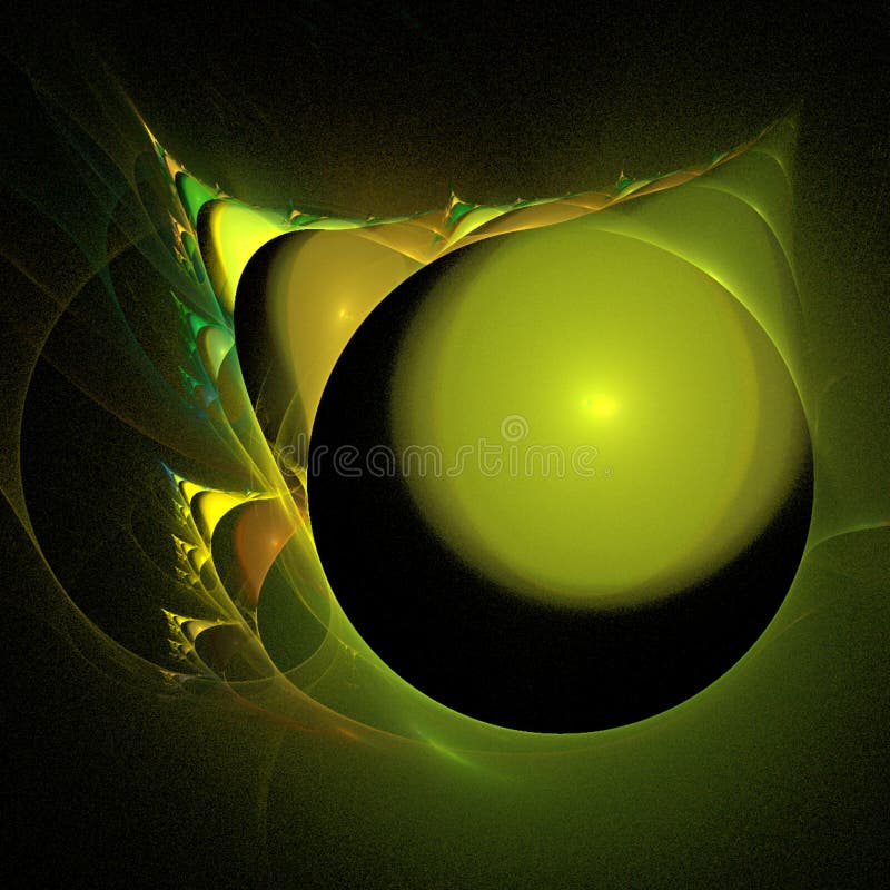 Graphic Yellow Hot Space Illustration on Black Background, Star System ...