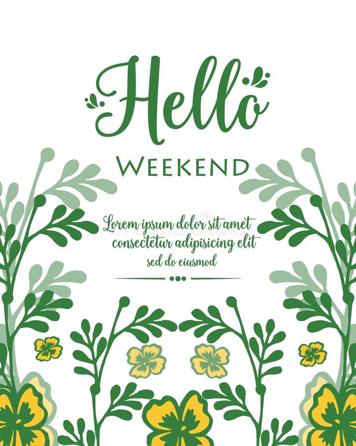 Graphic Yellow Wreath Frame for Template Hello Weekend. Vector Stock ...