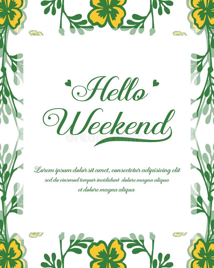 Graphic Yellow Wreath Frame for Template Hello Weekend. Vector Stock ...